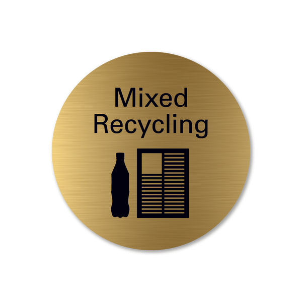 Recycling sign round brass